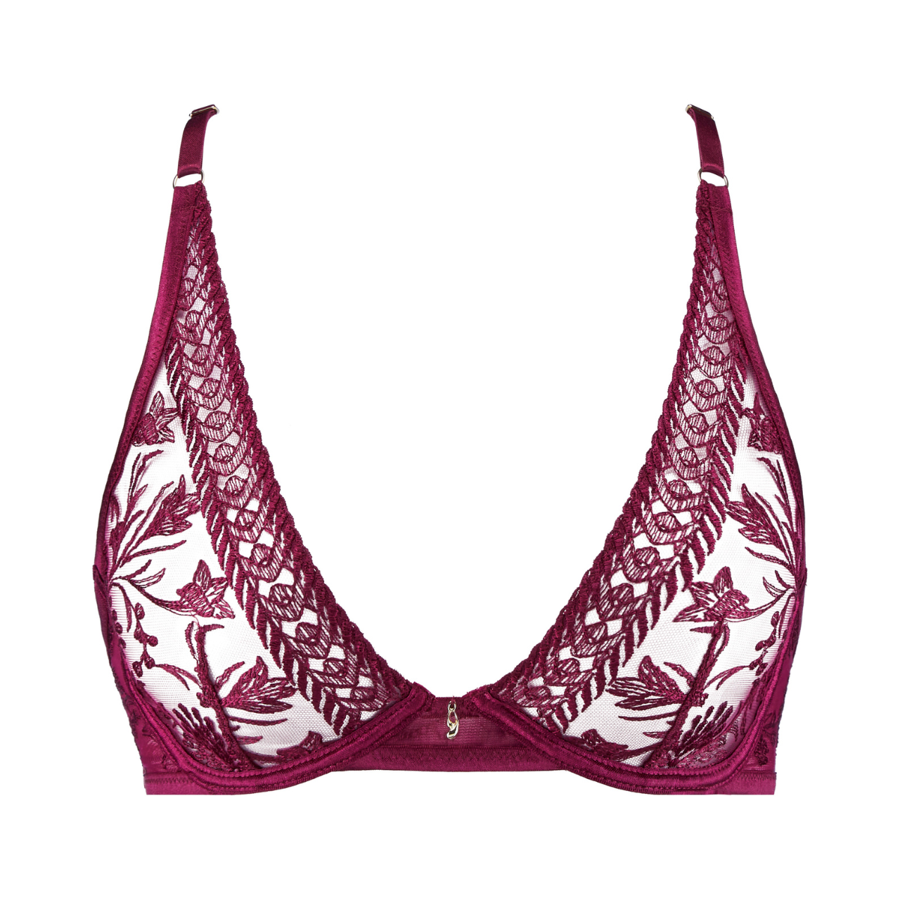 Aubade Magnetic Spell Ultra Plunge Triangle Bra in Crimson | Caroline ...